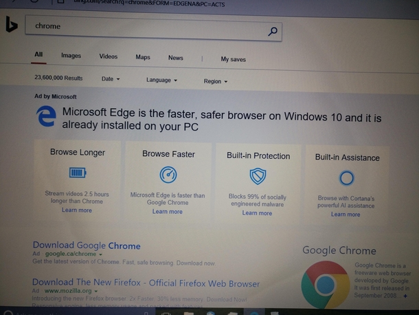 Microsoft trying to keep you from downloading Chrome when you search ... Microsoft trying to keep you from downloading Chrome when you search ...