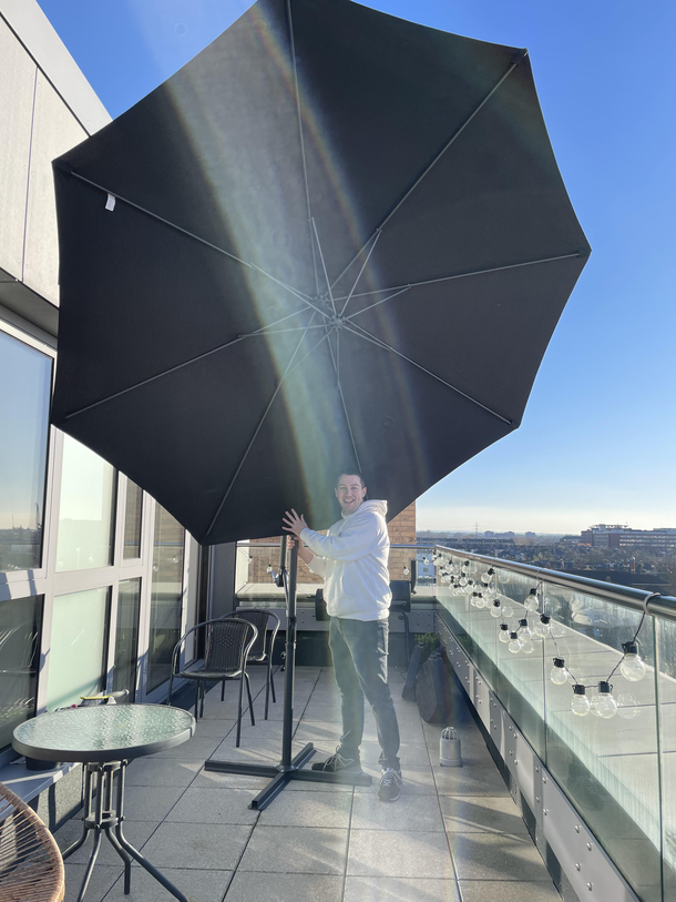 My friend bought the wrong size parasol - Meme Guy My friend bought the wrong size parasol - Meme Guy